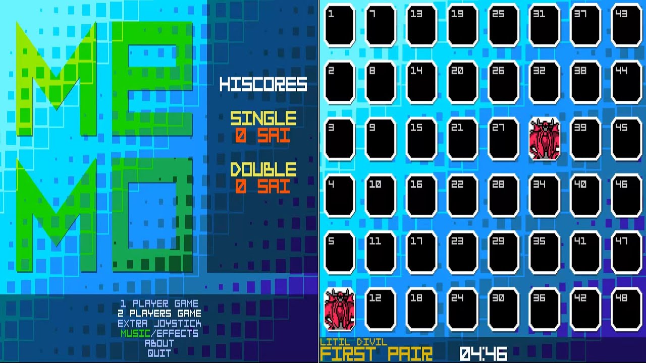 AMIGA MEMO By RETREAM In 1997 ITS MEMORY GAME MINIMUM REQUIREMENTS ...