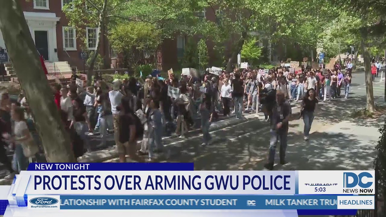 Students protest decision to arm police at George Washington University ...