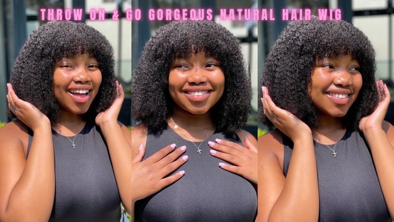 THROW ON & GO CURLS CURLS NATURAL WIG|BEGINNER FRIENDLY 3 MINUTE INSTALLATION - YouTube