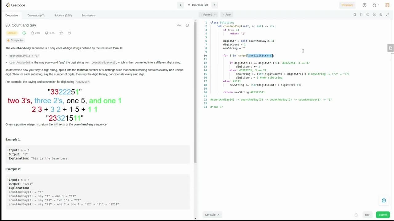 Count and Say in Python | LeetCode Series | The PyKid - YouTube