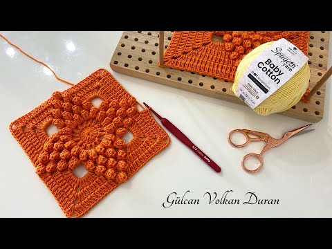 SONUÇ ŞAHANE🏵️ Tığ İşi Örgü Kare Kolay Motif Yapımı - Popcorn Motif🍿