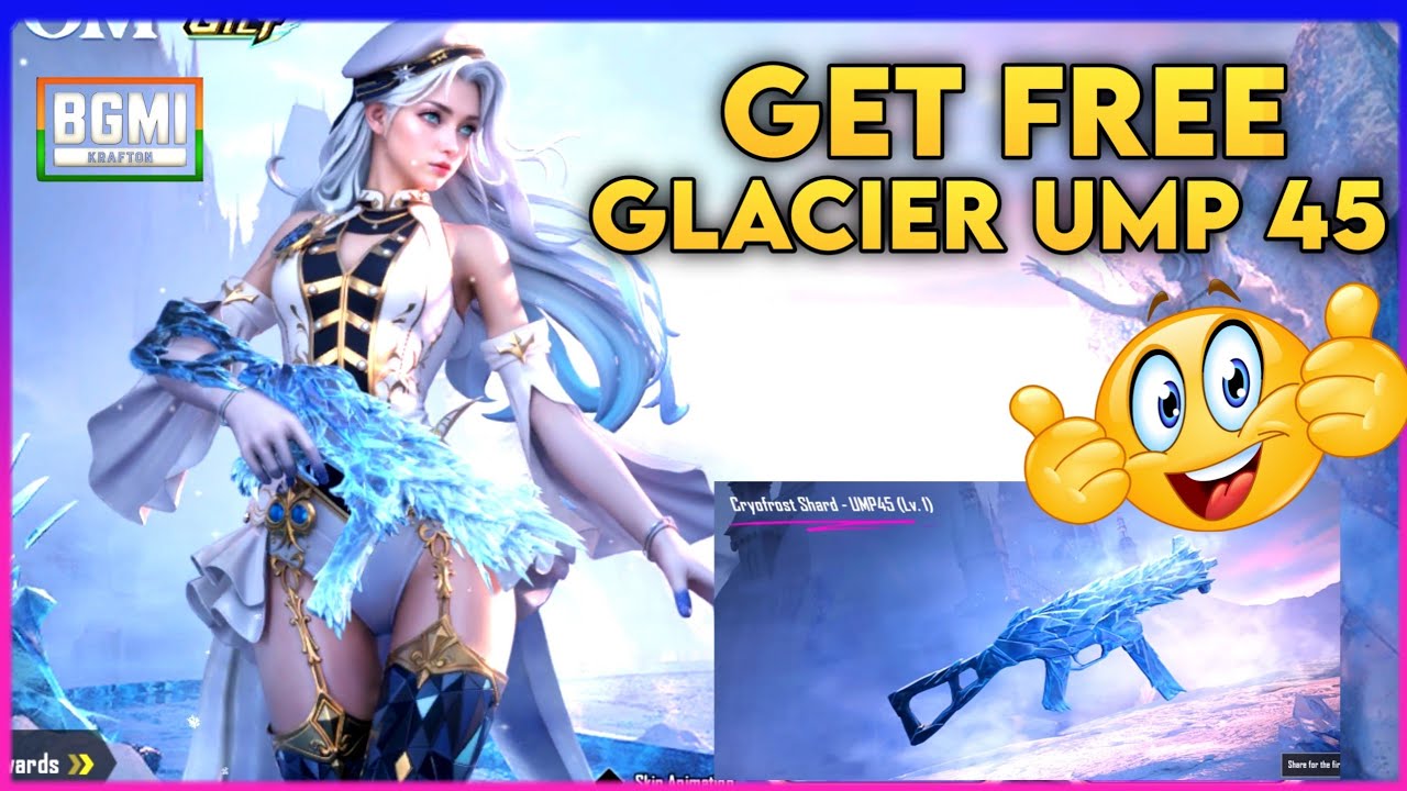 🔴 UMP 45 GLACIER FREE IN BGMI | GET FREE UMP 45 GLACIER IN BGMI | FREE ...