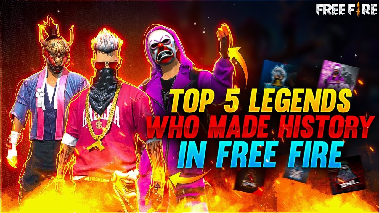 TOP 5 LEGEND'S 🔥 WHO MADE HISTORY🤔 IN FREE FIRE - Garena Free Fire ...