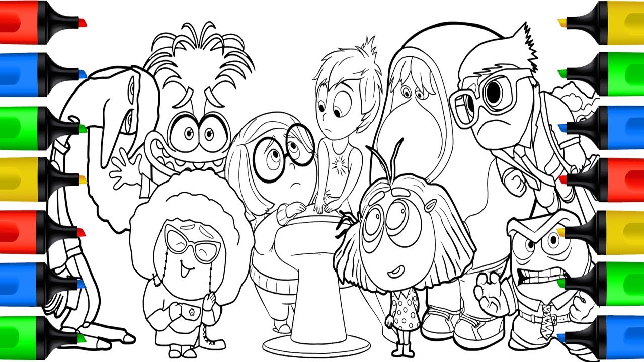 Inside Out 2 Coloring Book / Joy Sadness Anger Nostalgia Boredom ...