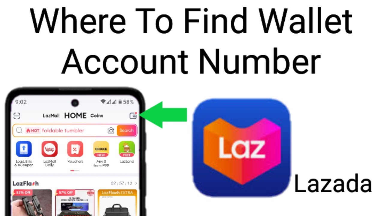 how to know your Lazada wallet account number - YouTube