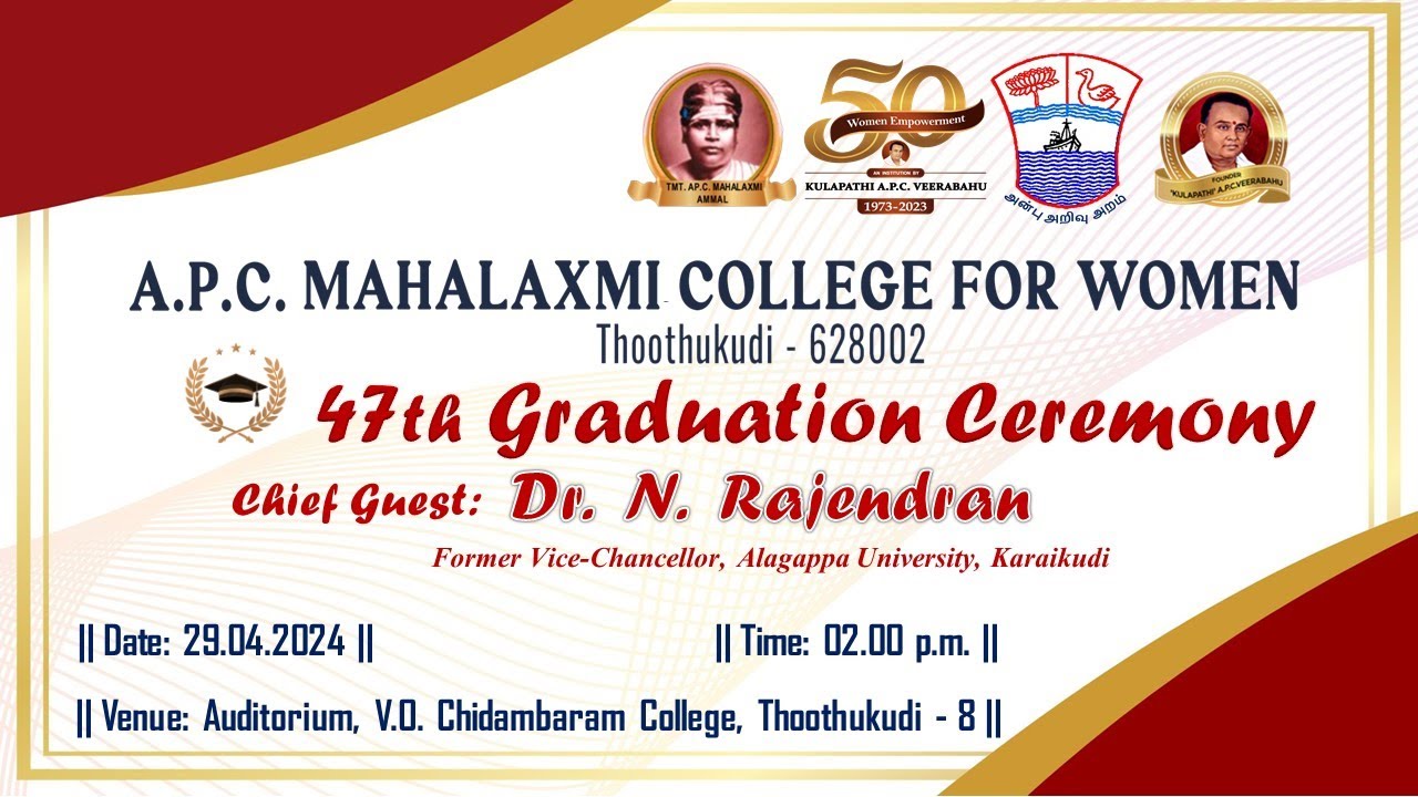 A.P.C. Mahalaxmi College for Women - 47th Graduation Ceremony - YouTube