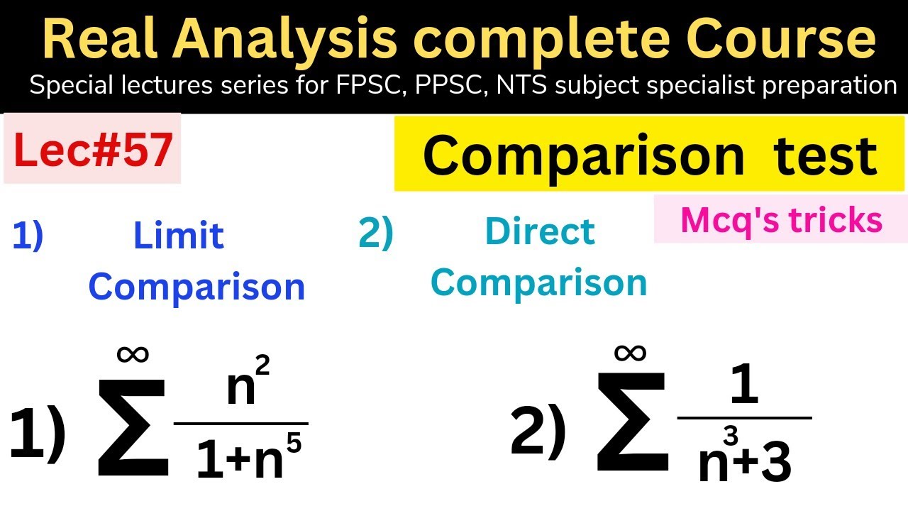 Comparison test for convergence and divergence lec#57 #mathematics # ...