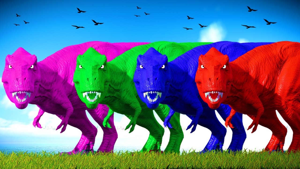 T-Rex Colors vs I-Rex Colors vs Spinosaurus , Big Dinosaurs Fighting in ...