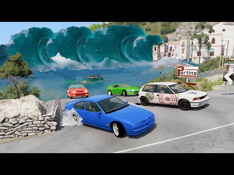 TSUNAMI 'den KAÇIŞ MODU !! BeamNG Drive // Cars vs Mega Flood 😱