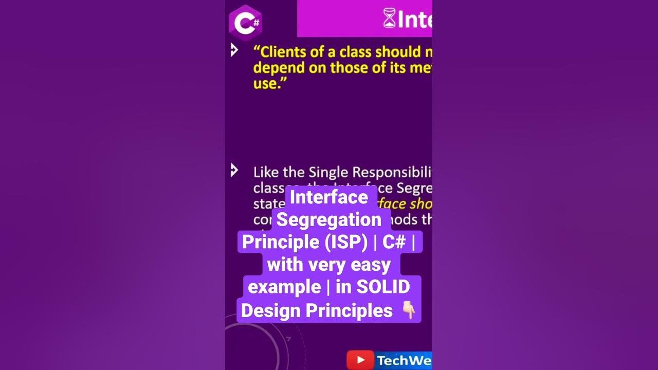 🎯 Interface Segregation Principle (ISP) | C# in #solid Design Principles. #csharp - YouTube