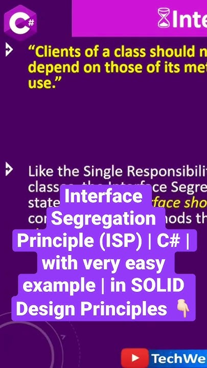 🎯 Interface Segregation Principle (ISP) | C# in #solid Design Principles. #csharp - YouTube