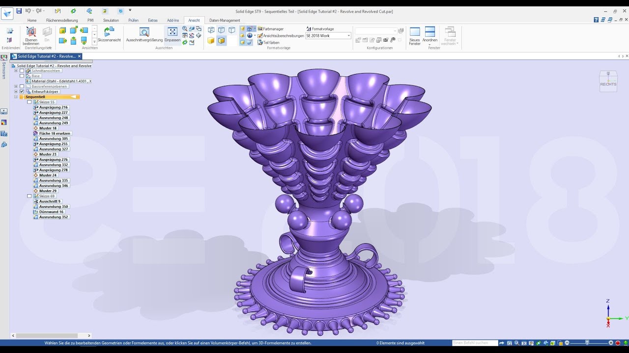 Solid Edge Tutorial #2 - Revolve and Revolved Cut - YouTube