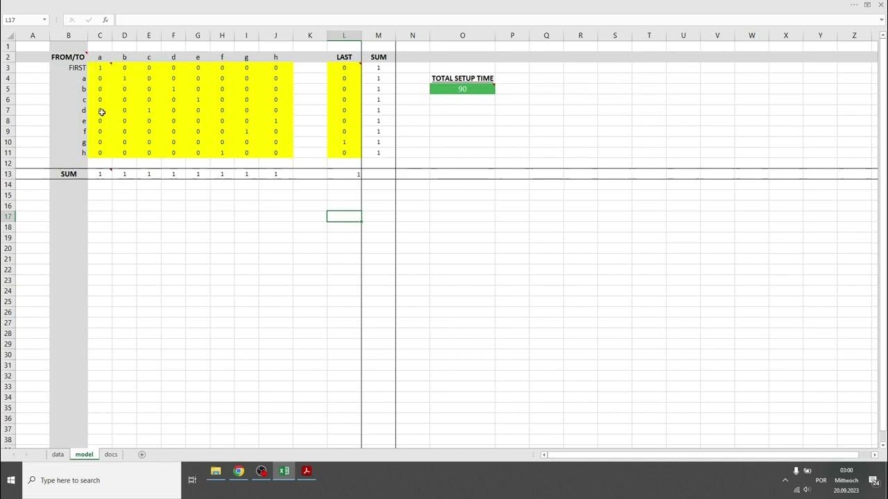 Changeover sequence optimization with Excel Solver - YouTube