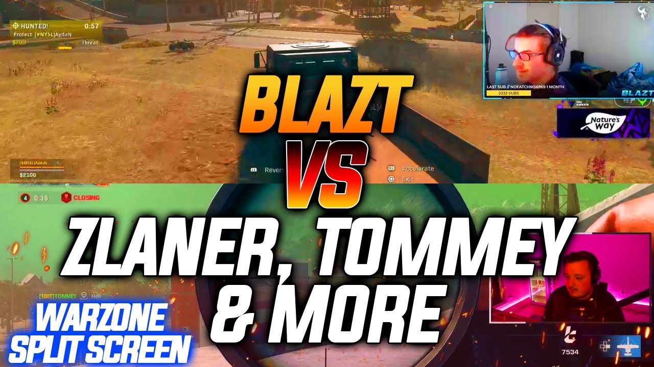 Blazt VS ZLaner, Tommey, Newbz & Slater - Split Screen Warzone from ...
