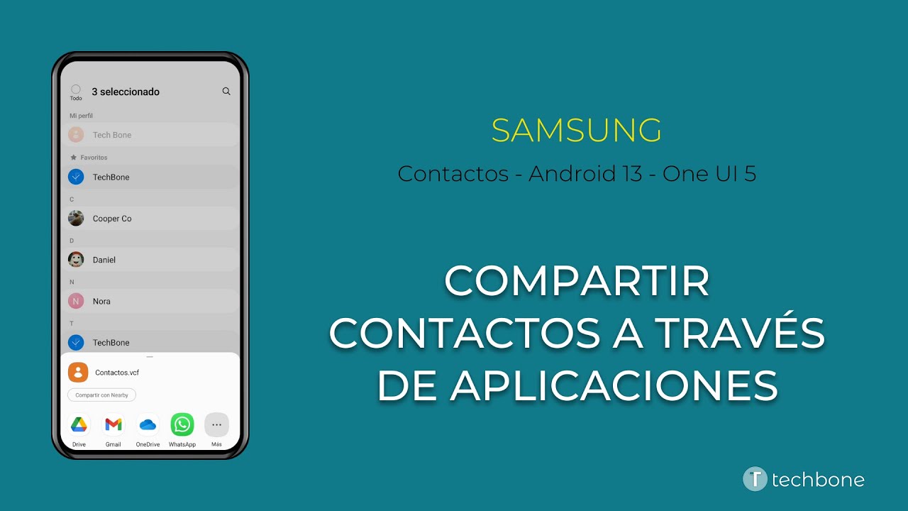 Compartir Contactos a través de Aplicaciones - Samsung [Android 13 - One UI 5] - YouTube