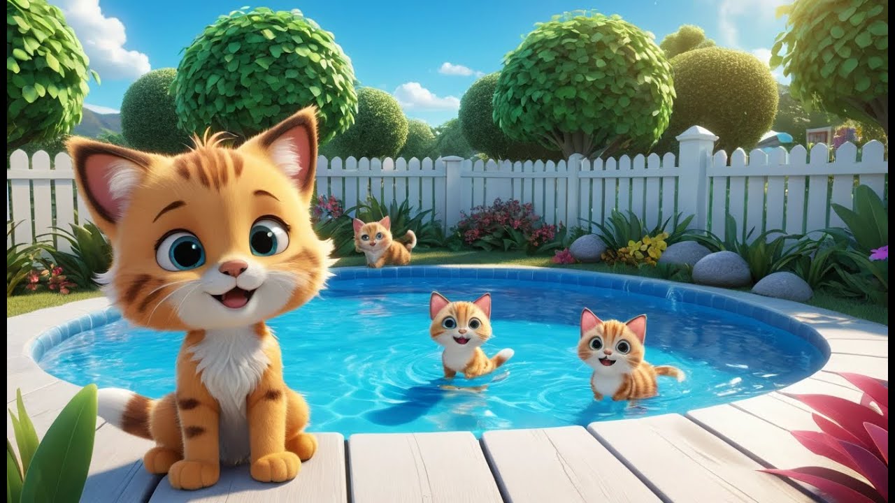 Six Little Kittens Jumping in the Pool | Fun Kitten Song for Kids ...
