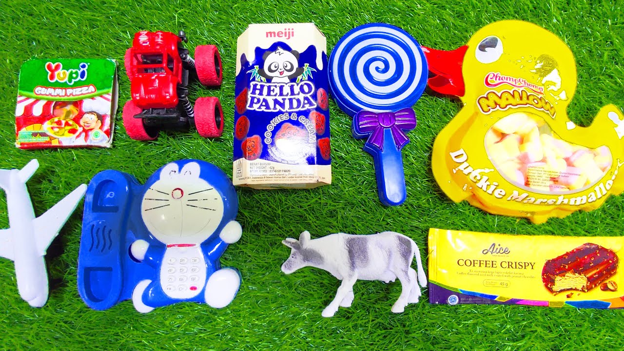 Hunting permen yupi, es krim coklat, marshmallo, Doraemon, Bebek, Panda ...