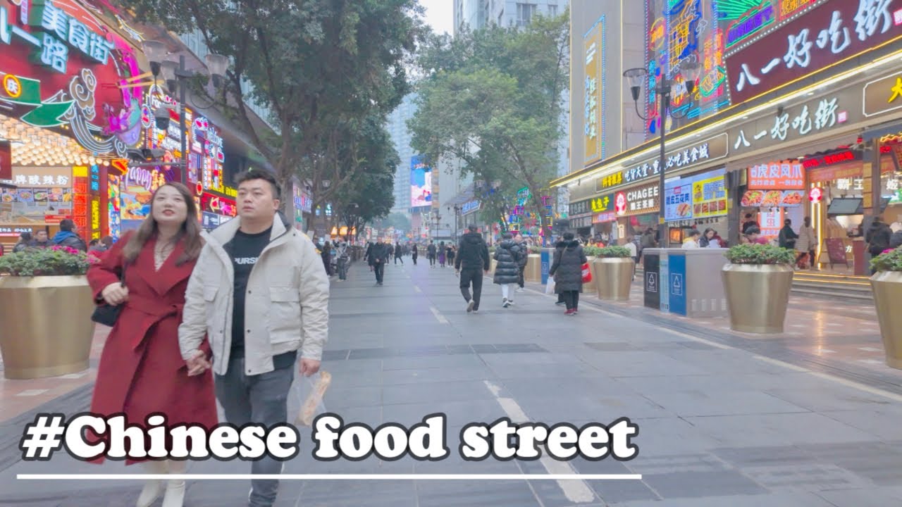 Travel through the Chinese food street|4K HDR|city walk|Travel|food ...