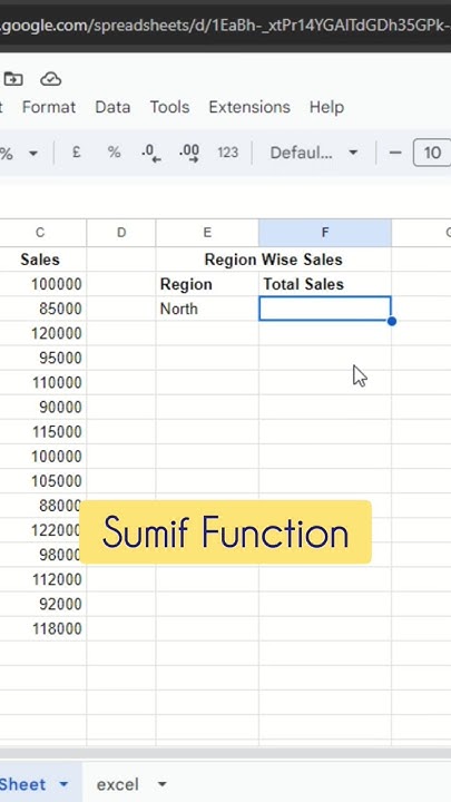 SUMIF Function | Excel Important Functions #exceltips #excel - YouTube