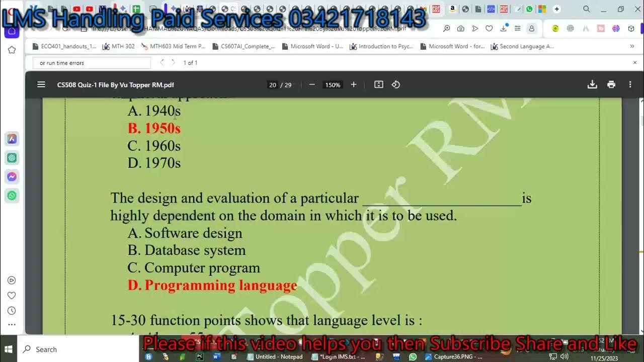 cs508 quiz no 1 solved 2023 cs508 quiz no 1 solution fall 2023 cs508 ...