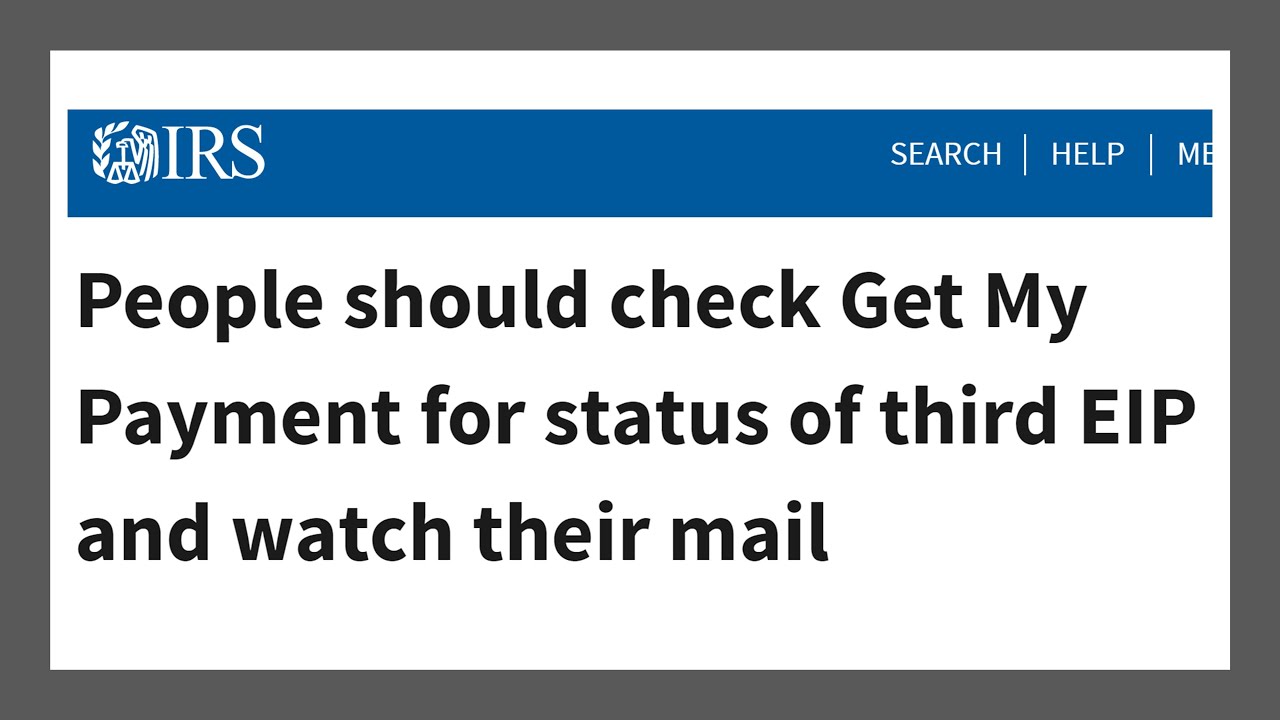 COVID Tax Tip - People should check Get My Payment for status of third ...