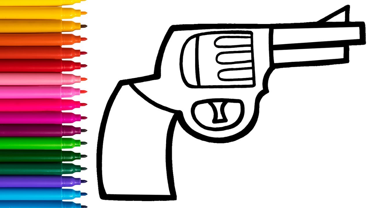 How To Draw Cute And Easy Gun | Easy Drawing, Painting, Coloring For ...