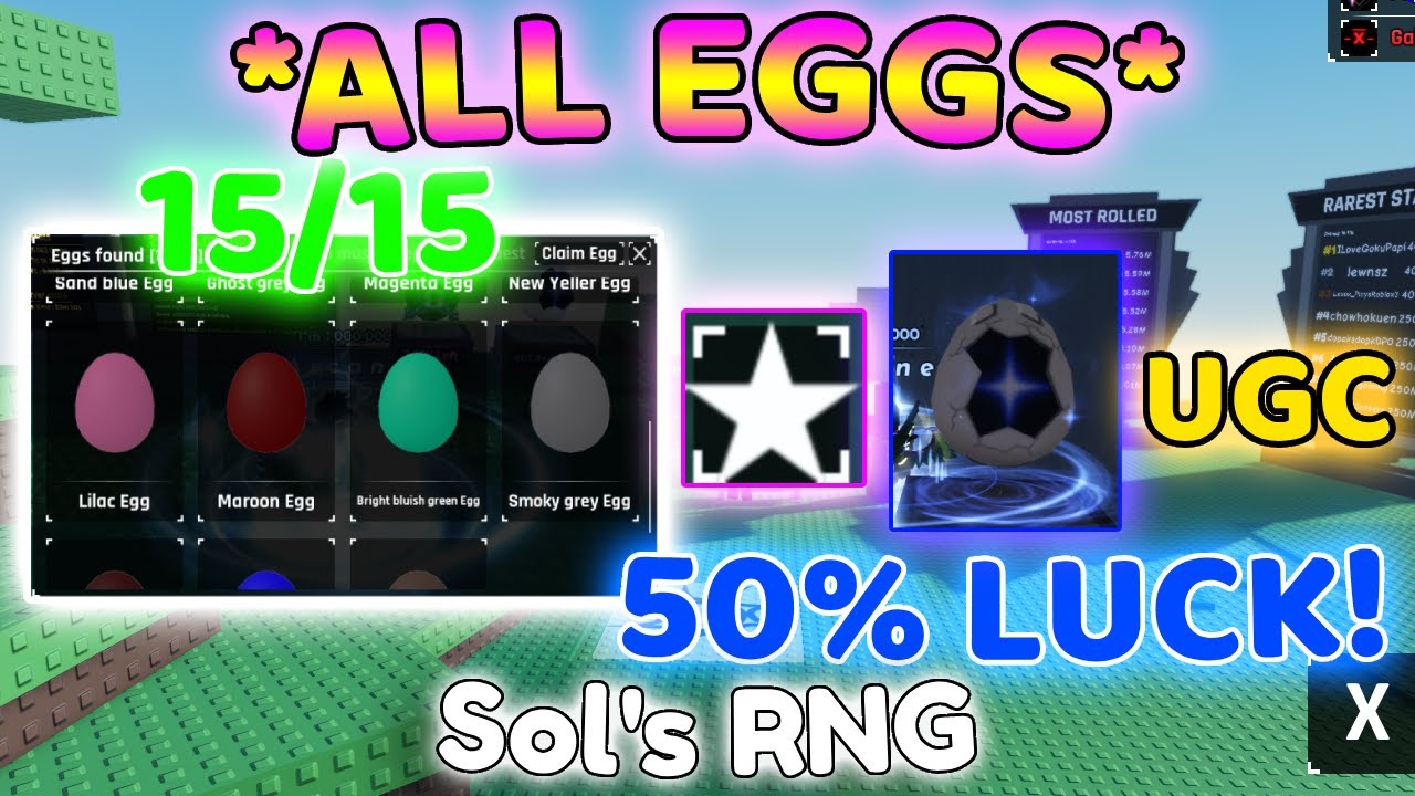 *ALL 15* EASTER EGGS IN SOL'S RNG (50% Easter Blessings LUCK + UGC) - YouTube
