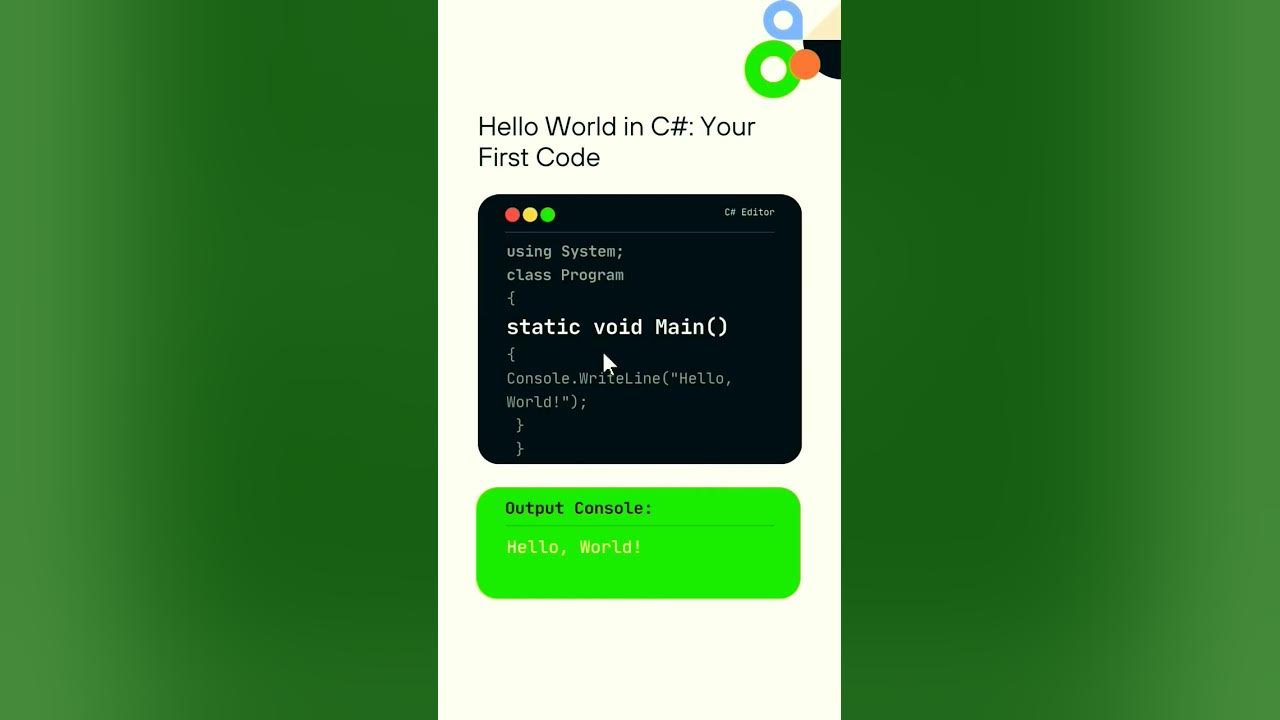 Hello World in C# Your First Code #shorts #youtubeshorts #coding #programming #csharp - YouTube