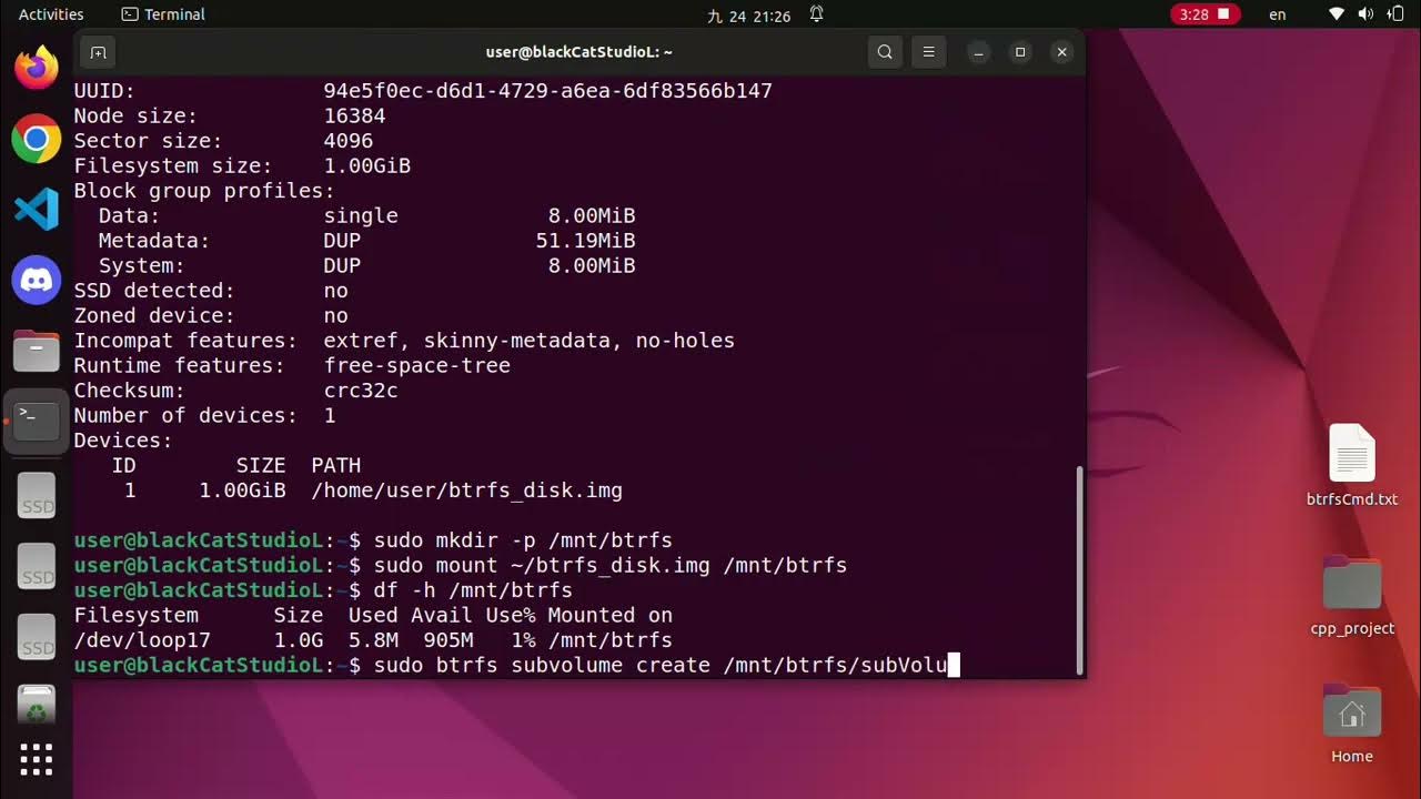 Ubuntu 中 btrfs 檔案系統快照演示 - YouTube