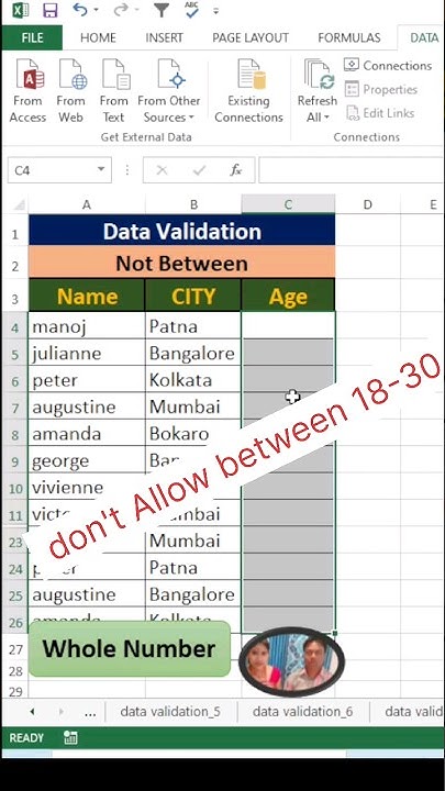 Excel Data Validation: How to Restrict Whole Numbers to Values Not Between a Specified Range ...