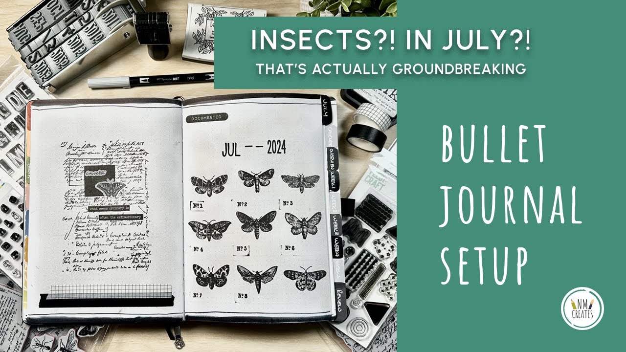 Dark and Moody Insect Bullet Journal Setup for July - YouTube