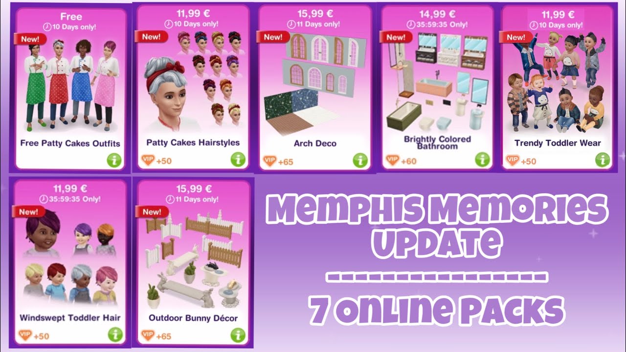 Memphis Memories Update 📦 7 Online Packs • The Sims Freeplay - YouTube