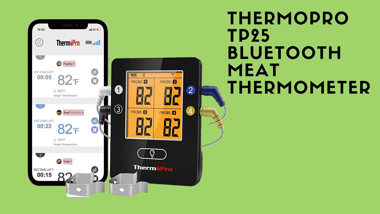 ThermoPro TP25 650FT Bluetooth Meat Thermometer with 4-Probes, Smart Rechargeable Wireless - YouTube