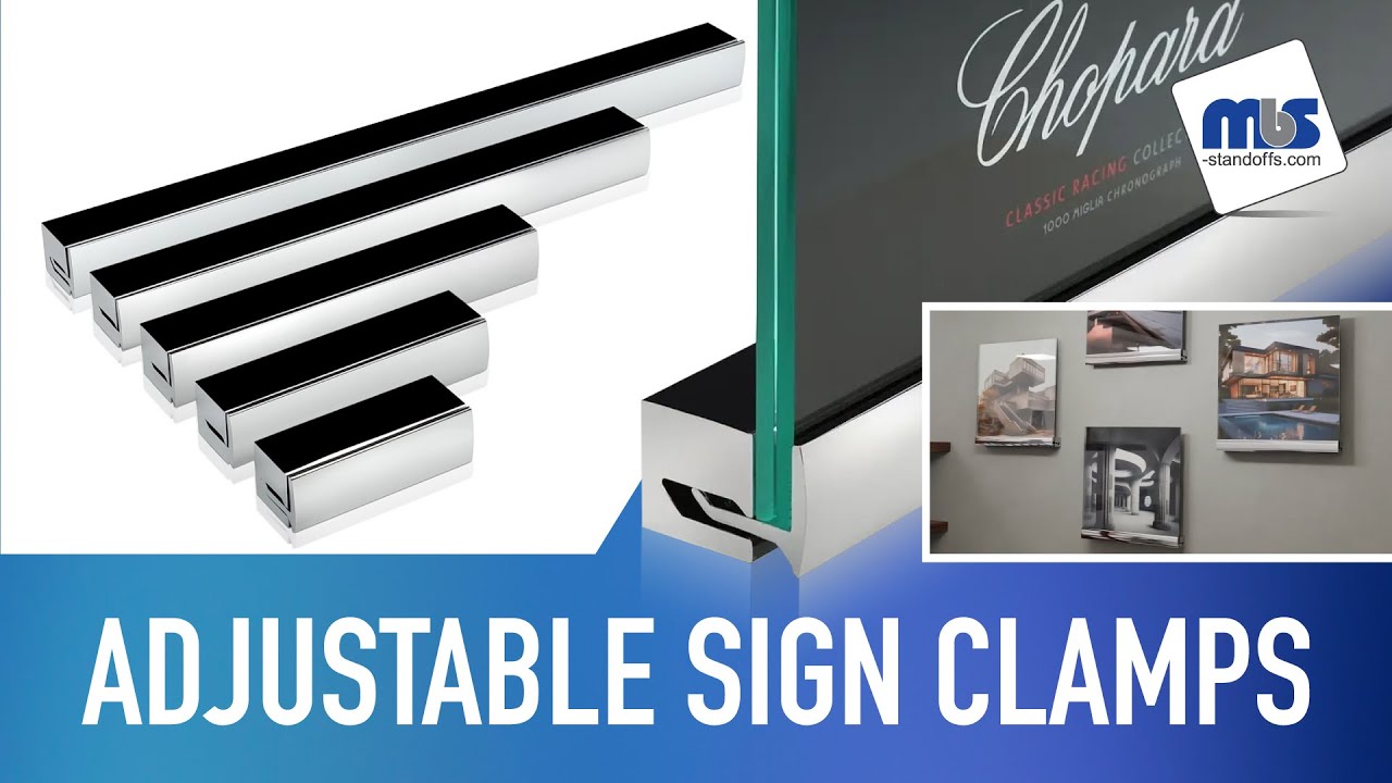 Adjustable Sign Clamps Single & Double Edge Mounts - YouTube