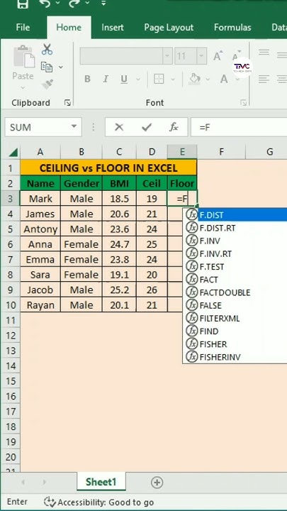 How to use Ceiling and Floor functions in Excel #shortsfeed #exceltips #shorts - YouTube