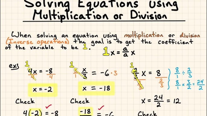 Solving Equations Using Multiplication And Division Worksheet Exponent