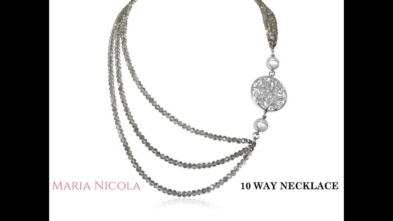 10 Way Necklace platinum crystal range - Maria Nicola - YouTube