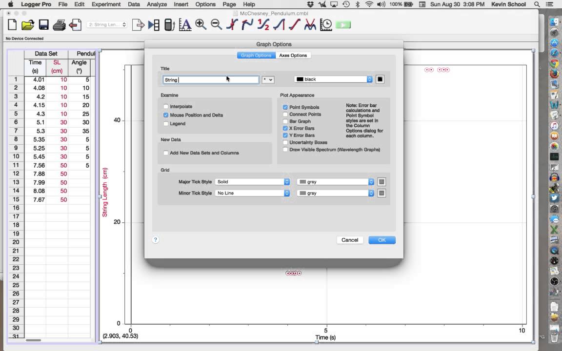 LoggerPro Help Videos - Retitling Axis, Checking Preferences, Titling a ...