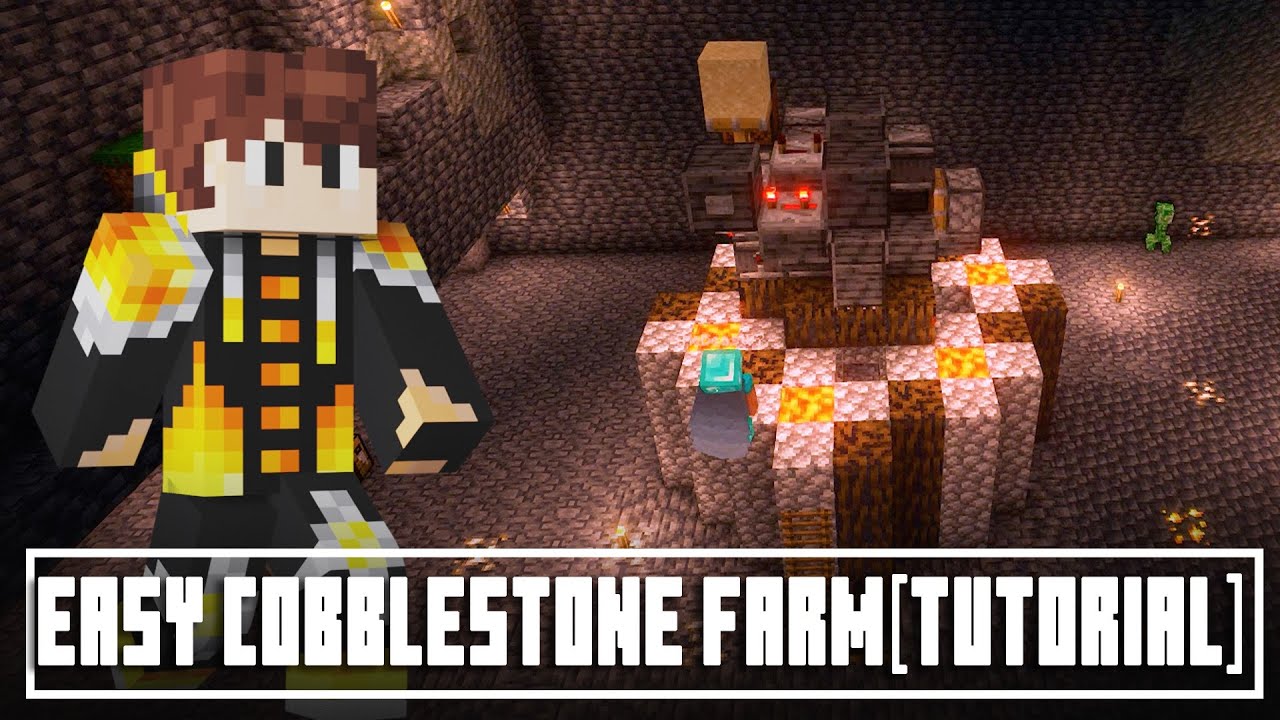 Minecraft Easy Cobblestone Farm Tutorial - YouTube