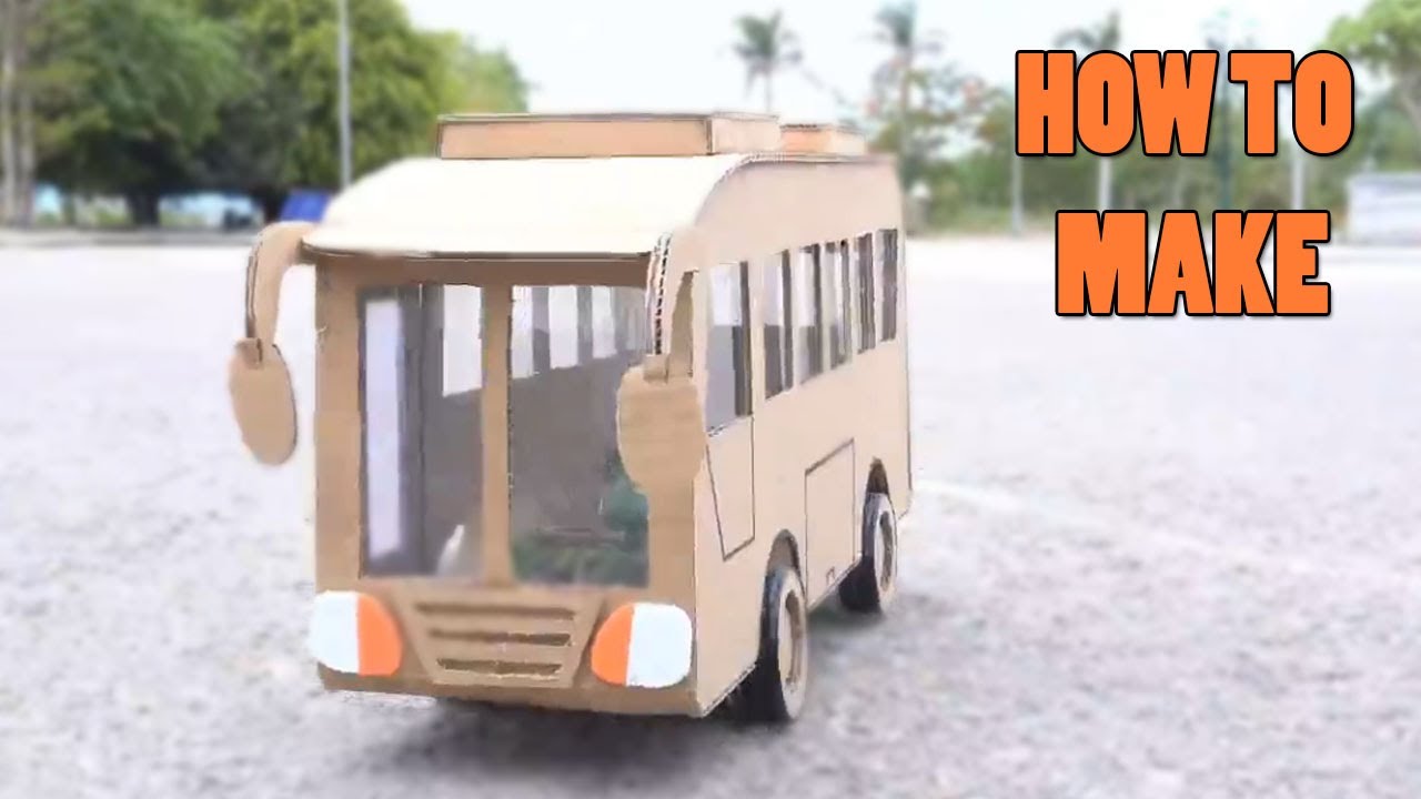 Make a Toy Bus with Cardboard and DC Motor - YouTube