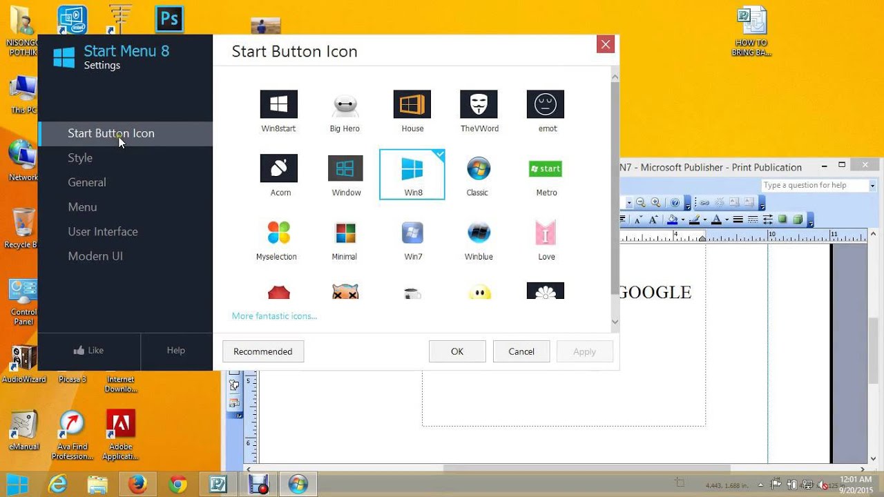 HOW TO BRING BACK START MENU IN WINDOWS 8.1 AND WIN8.LIKE WIN7 - YouTube