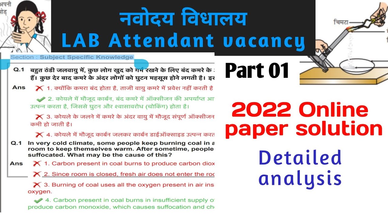 NVS LAB attendant 2022 question paper || Subject Specific Knowledge ...