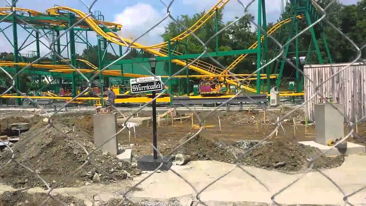Six Flags America Mardi Gras Area Construction Update - YouTube
