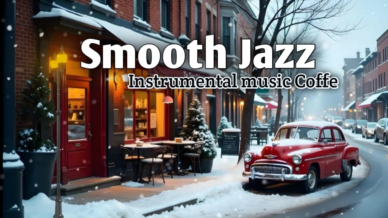 December Jazz ~ Smooth Jazz Music & Snow Falling at Winter Coffee Shop ...