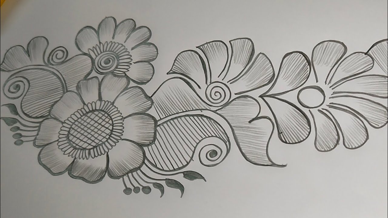 Arabic mehndi design on paper|| mehndi design with pencil on paper ...