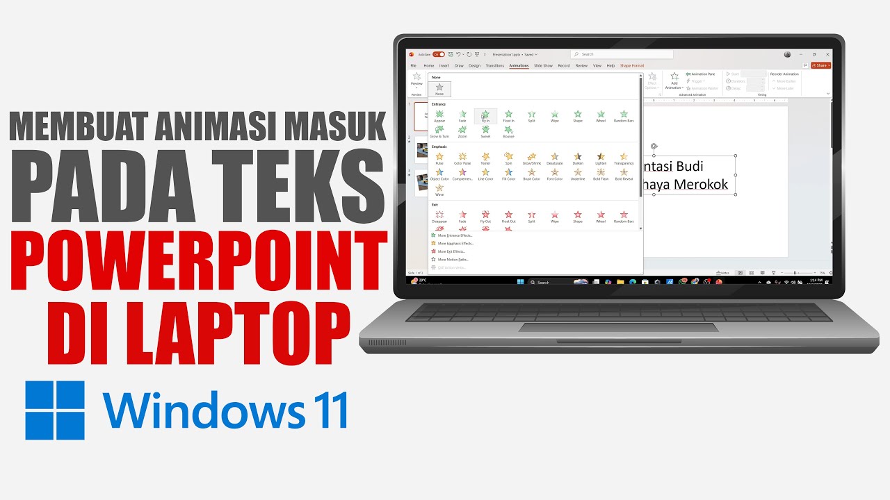 Cara Membuat Animasi Masuk Pada Teks Di Powerpoint Laptop - YouTube