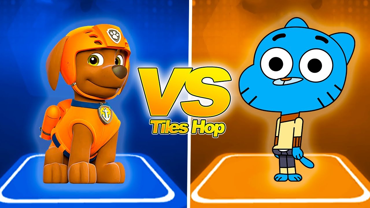 Paw Patrol Zuma VS Gumball | Tiles Hop EDM Rush - YouTube