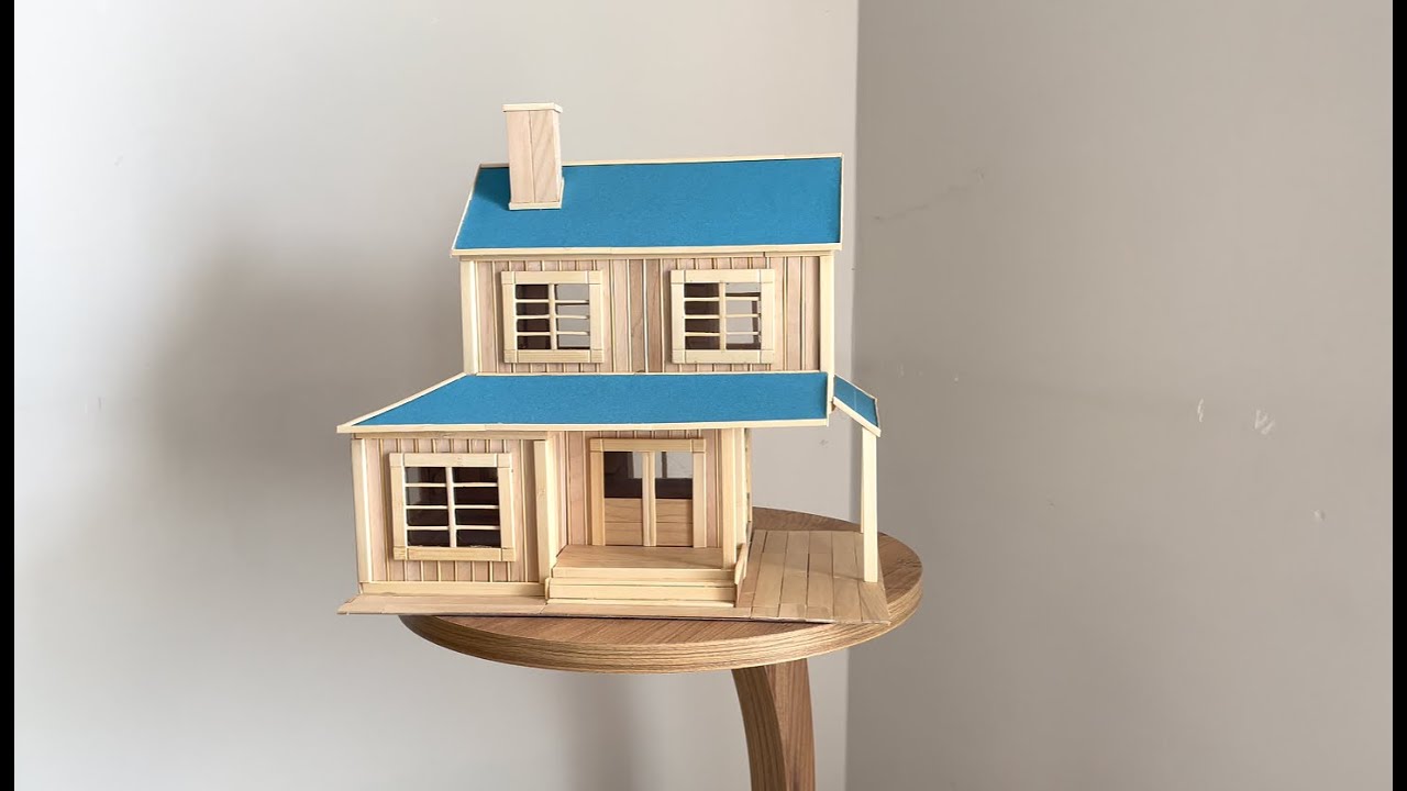 How to make a miniature wooden duplex house. DIY. Villa. Tahtadan villa ...