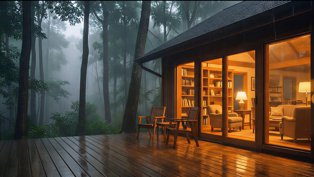 Fall Asleep Fast to Quiet Lake Rain 🌙 Cozy Cabin Night for Deep Sleep ...