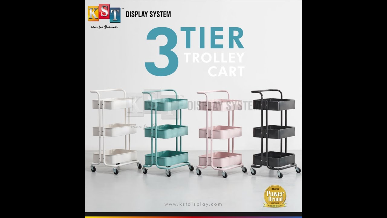 3 Tier Multi-function Trolley Rack with Wheels Design - YouTube